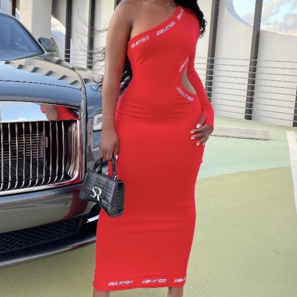 GSUWOO | Dresses | Gsuwoo Figures Red Bodycon Midi Dress | Poshmark